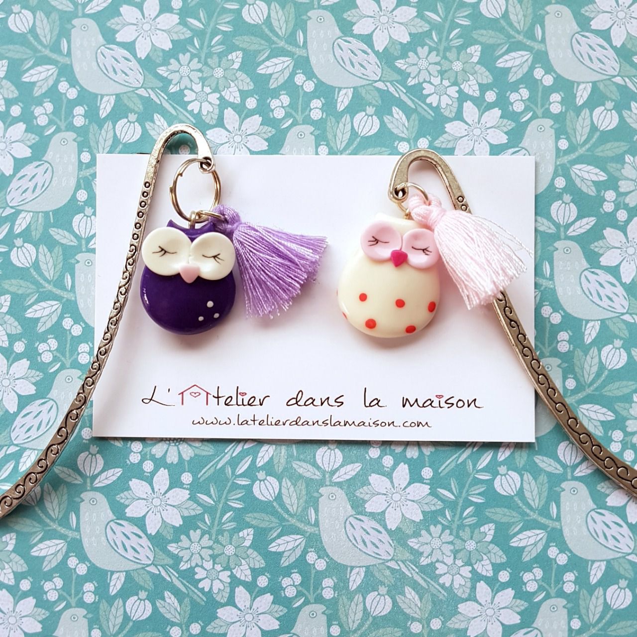 Marque page en forme de chouettes violet ou blanche et rose ...